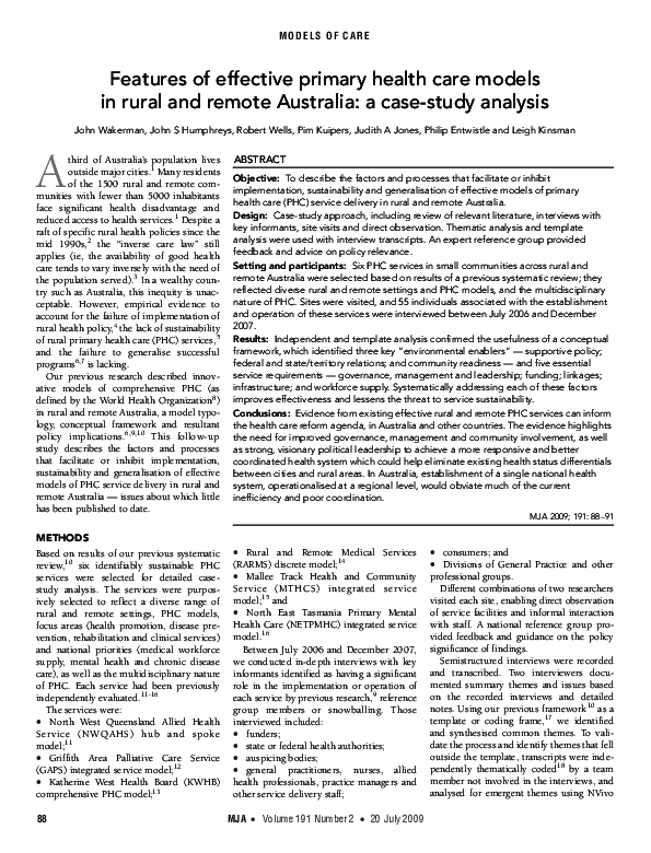 (PDF) Features of effective primary health care models in rural and ...