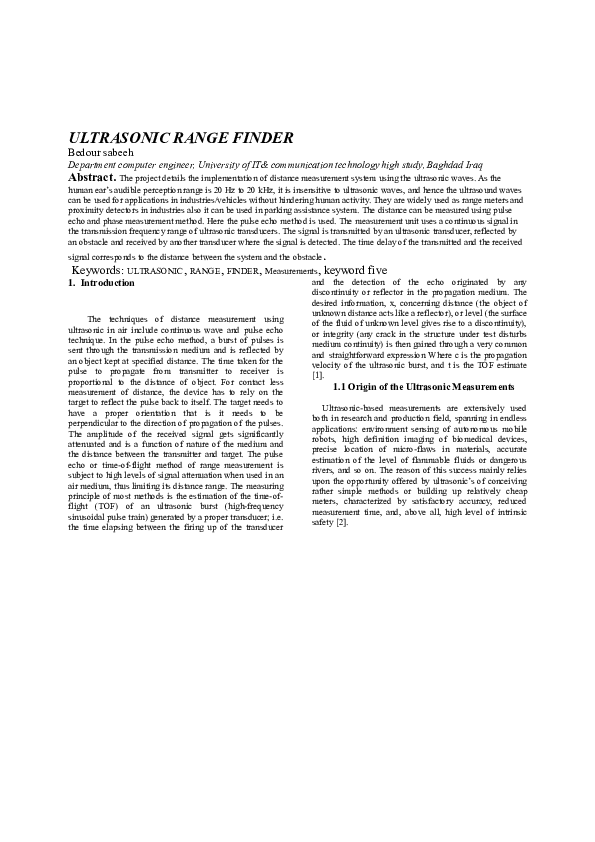 (DOC) ULTRASONIC RANGE FINDER