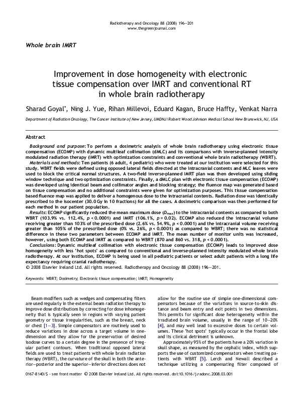 (PDF) Improvement in dose homogeneity with electronic tissue ...