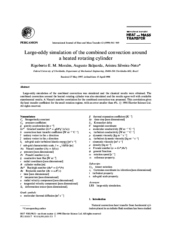 (PDF) Large-eddy simulation of the combined convection around a heated ...