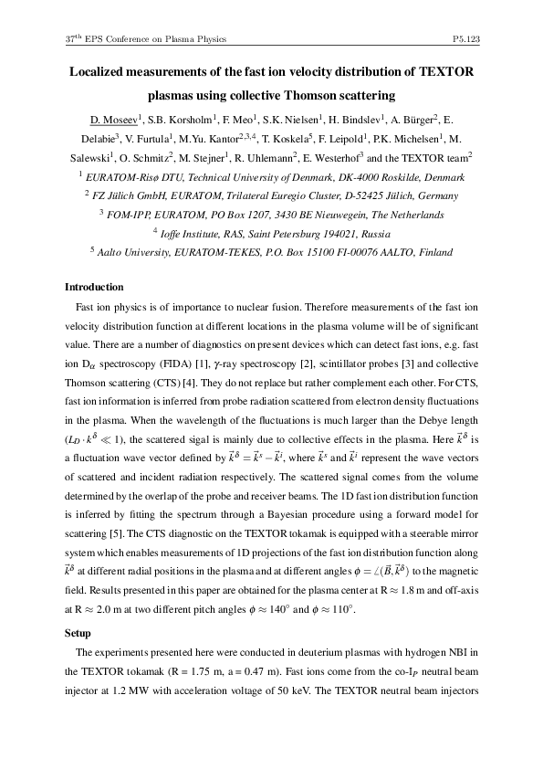 (PDF) Localized measurements of the fast ion velocity distribution of ...