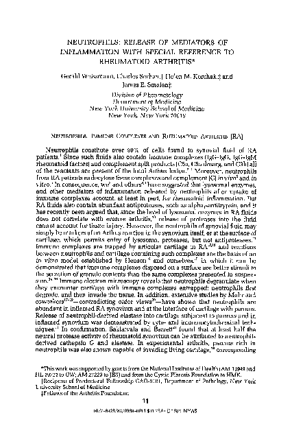 (PDF) Neutrophils: Release of Mediators of Inflammation With Special ...
