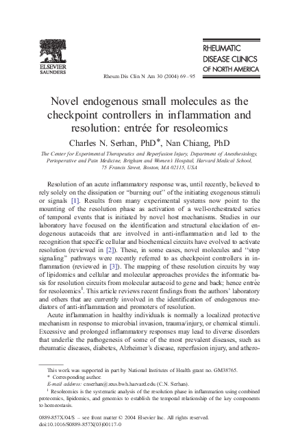 (PDF) Novel endogenous small molecules as the checkpoint controllers in ...