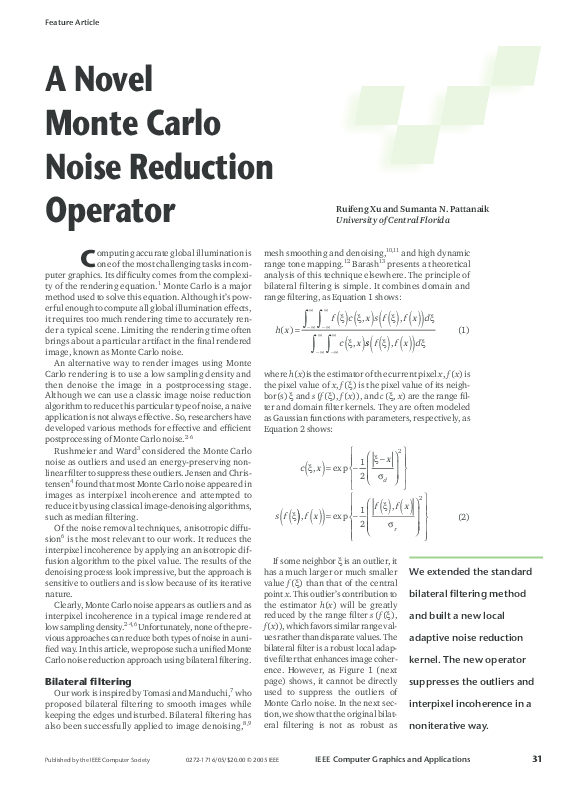 (PDF) A Novel Monte Carlo Noise Reduction Operator