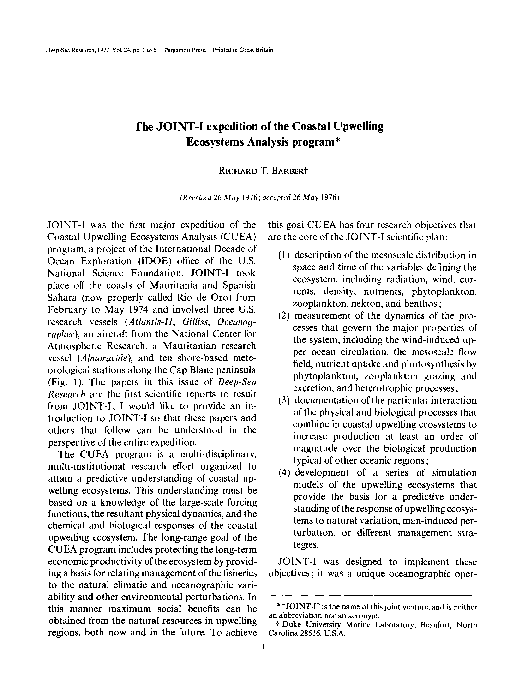 (PDF) The JOINT-I expedition of the coastal upwelling ecosystems ...