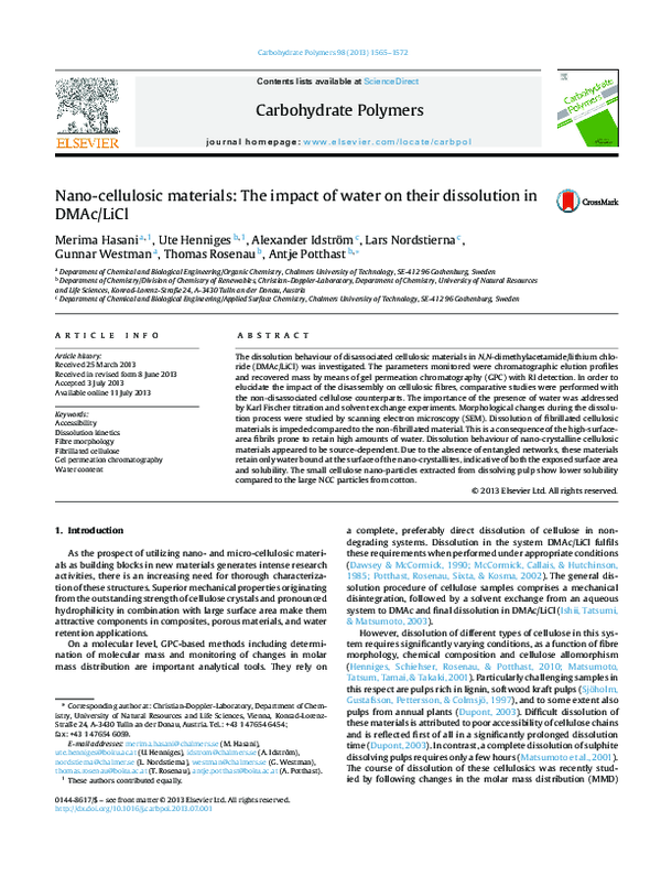 (PDF) Nano-cellulosic materials: The impact of water on their ...