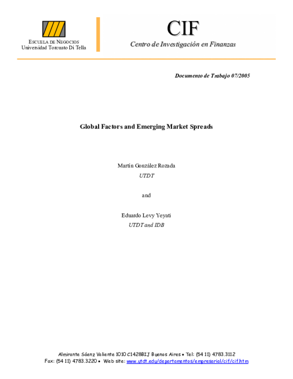 (PDF) Global Factors and Emerging Market Spreads*