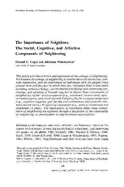 (PDF) The importance of neighbors: The social, cognitive, and affective ...