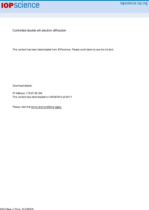 (PDF) Controlled double-slit electron diffraction