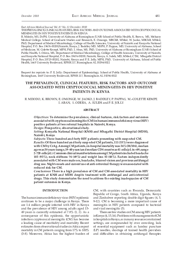 (PDF) The prevalence, clinical features, risk factors and outcome ...