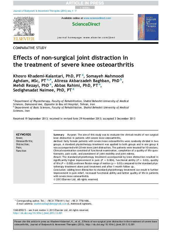 (PDF) Effects of non-surgical joint distraction in the treatment of ...