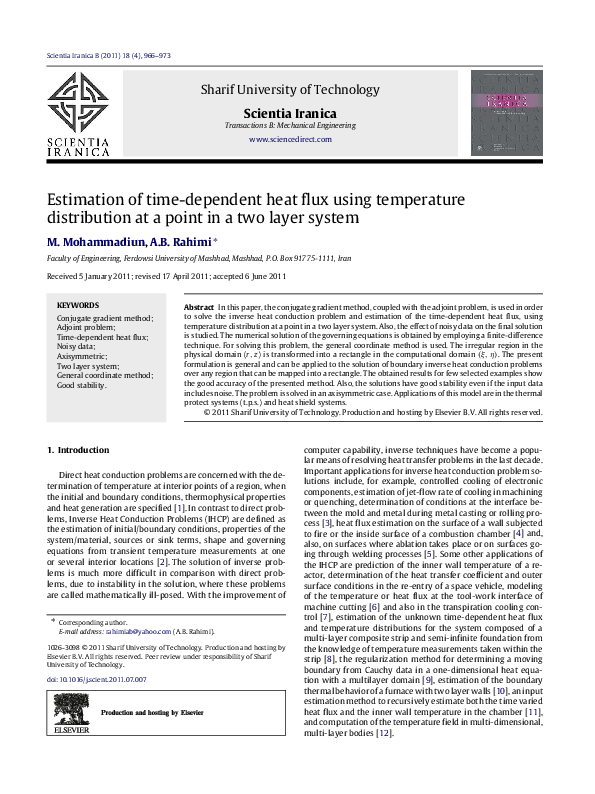 (PDF) Estimation of the time-dependent heat flux using the temperature ...