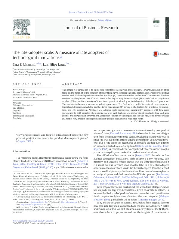 (PDF) The late-adopter scale: A measure of late adopters of ...