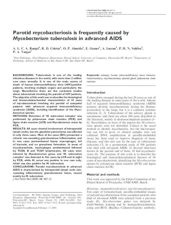 (PDF) Parotid mycobacteriosis is frequently caused by Mycobacterium ...