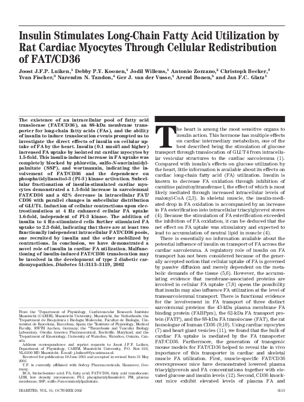 (PDF) Insulin Stimulates Long-Chain Fatty Acid Utilization by Rat ...