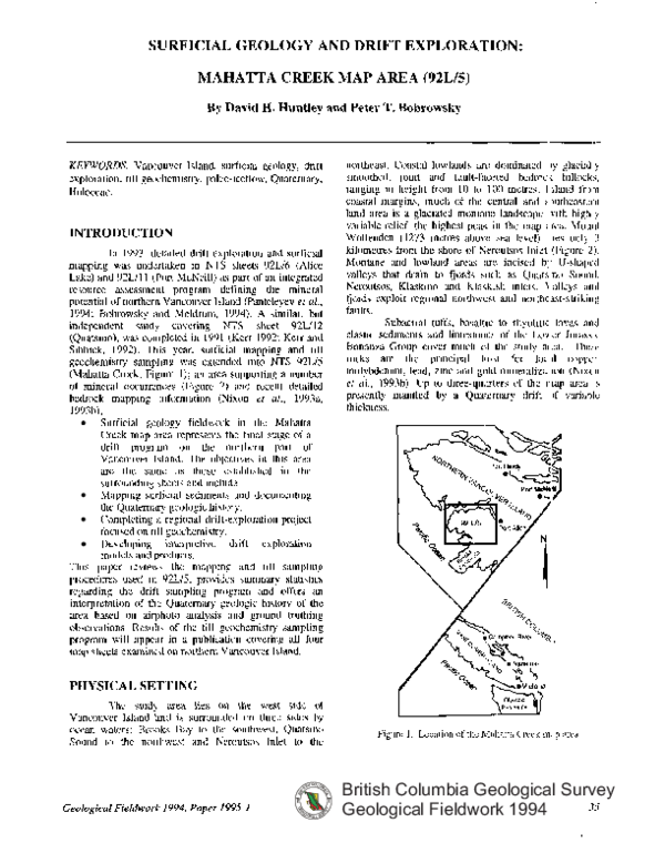 (PDF) Surficial Geology and Drift Exploration: Mahatta Creek Map Area ...