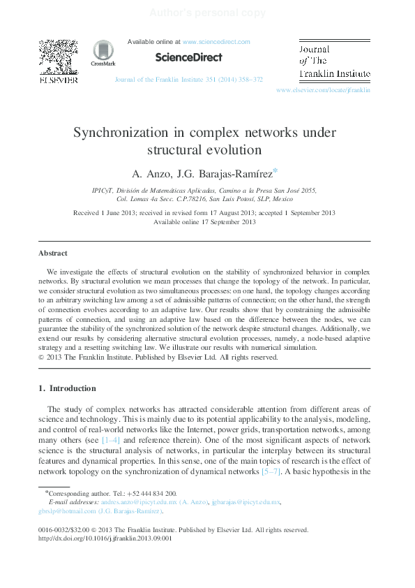 Pdf Synchronization In Complex Networks Under Structural Evolution
