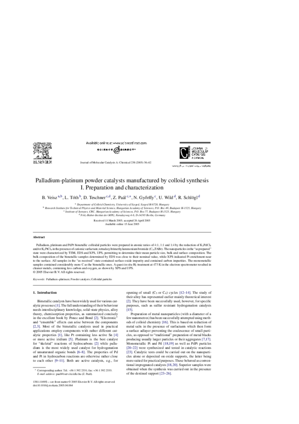 (PDF) Palladium-platinum powder catalysts manufactured by colloid synthesis