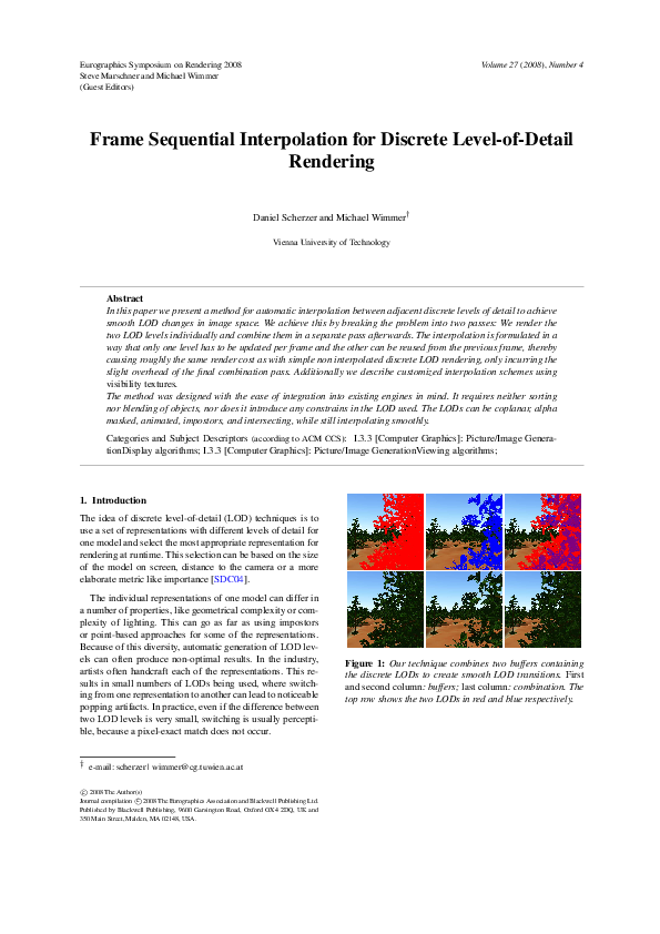 (PDF) Frame Sequential Interpolation for Discrete Level-of-Detail Rendering