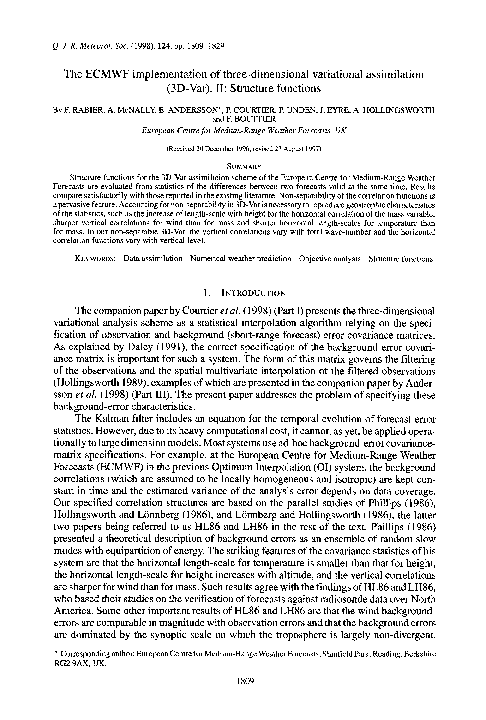 (PDF) The ECMWF implementation of three-dimensional variational assimilation (3D-Var). I ...