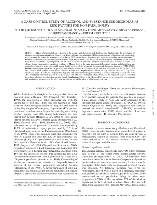 (PDF) A CASE-CONTROL STUDY OF ALCOHOL AND SUBSTANCE USE DISORDERS AS ...