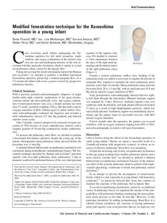 (PDF) Modified fenestration technique for the Kawashima operation in a ...