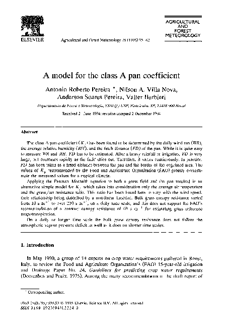 (PDF) A model for the class A pan coefficient