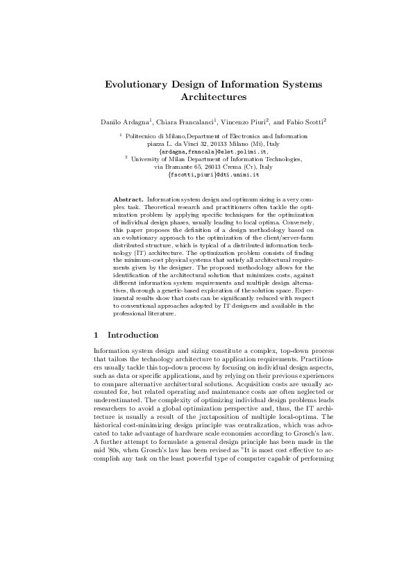 (PDF) Evolutionary Design of Information Systems Architectures