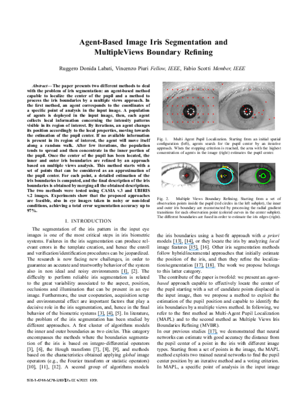 (PDF) Agent-based image iris segmentation and multipleviews boundary refining