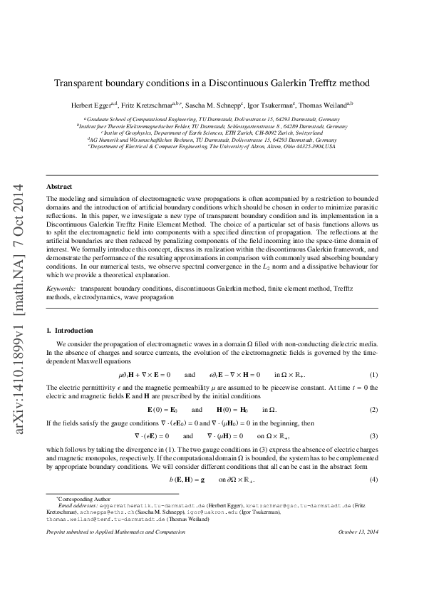 (PDF) Transparent boundary conditions in a Discontinuous Galerkin ...