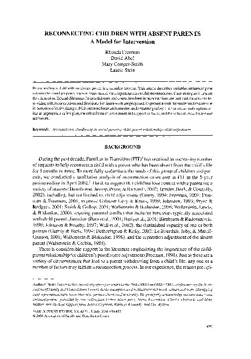(PDF) Reconnecting Children With Absent Parents