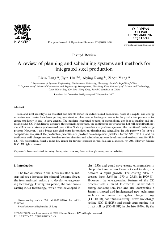 (PDF) A review of planning and scheduling systems and methods for ...