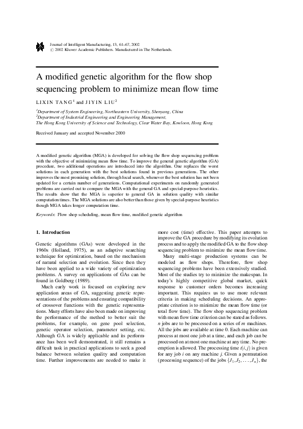 (PDF) A modified genetic algorithm for the flow shop sequencing problem ...