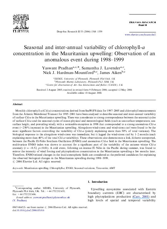 (PDF) Seasonal and interannual variability of chlorophyll in the East ... (PDF) Seasonal and interannual variability of chlorophyll in the East ...