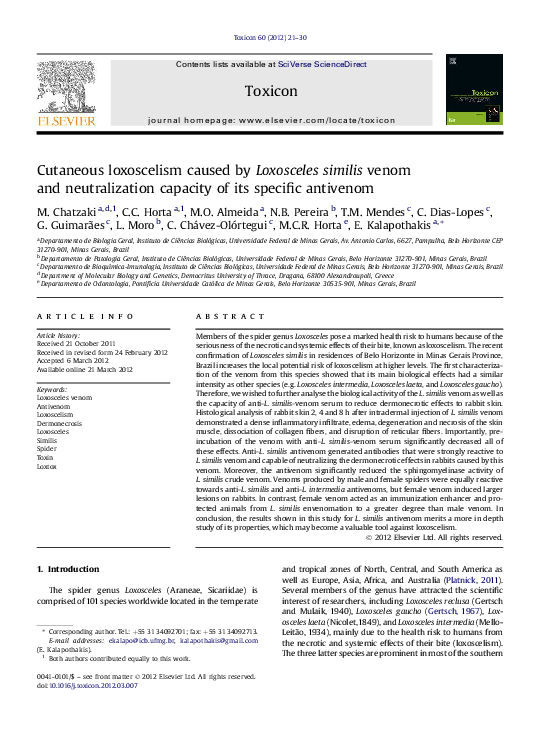 (PDF) Cutaneous loxoscelism caused by Loxosceles similis venom and ...