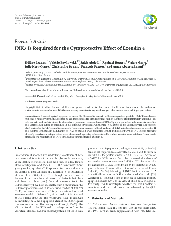 (PDF) JNK3 Is Required for the Cytoprotective Effect of Exendin 4