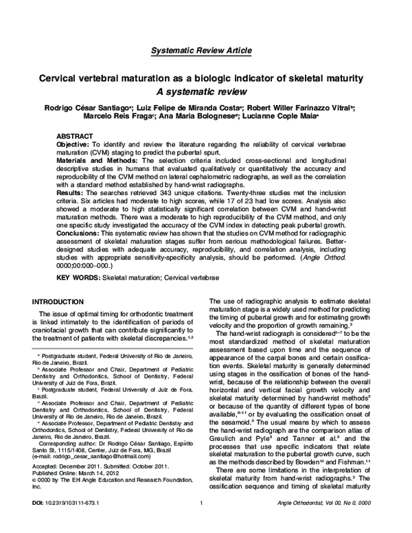 (PDF) Cervical vertebral maturation as a biologic indicator of skeletal ...