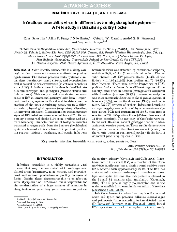 (PDF) Infectious bronchitis virus in different avian physiological ...