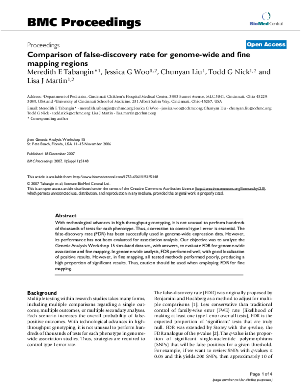 (PDF) Comparison of false-discovery rate for genome-wide and fine ...