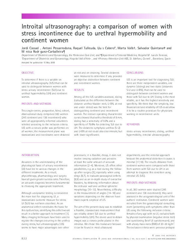 (PDF) Introital ultrasonography: a comparison of women with stress ...