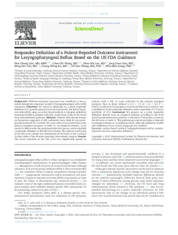 (PDF) Responder Definition of a Patient-Reported Outcome Instrument for ...