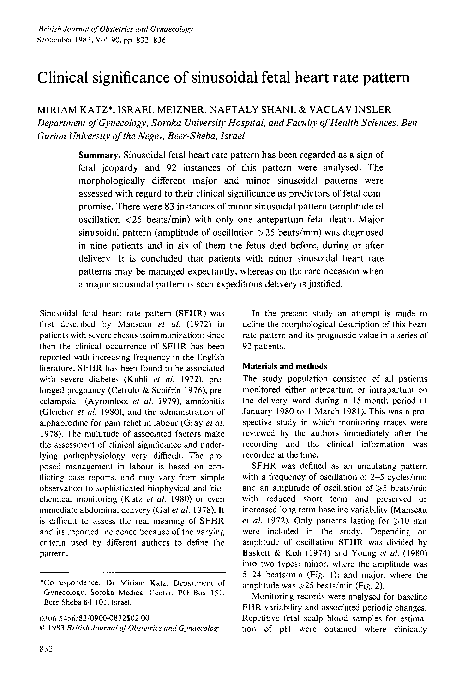 (PDF) Clinical significance of sinusoidal fetal heart rate pattern