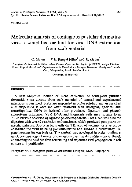 (PDF) Molecular analysis of contagious pustular dermatitis virus: A ...