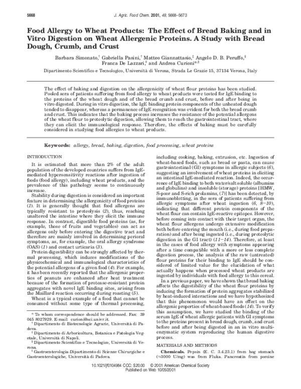 (PDF) Food Allergy to Wheat Products: The Effect of Bread Baking and in ...