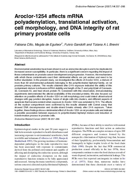 (PDF) Aroclor-1254 affects mRNA polyadenylation, translational ...