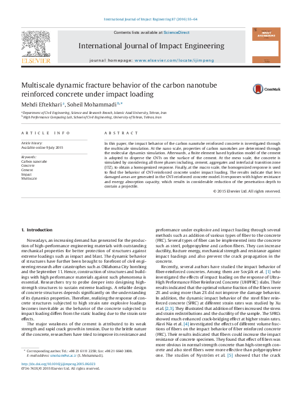 (PDF) Multiscale dynamic fracture behavior of the carbon nanotube reinforced concrete under ...