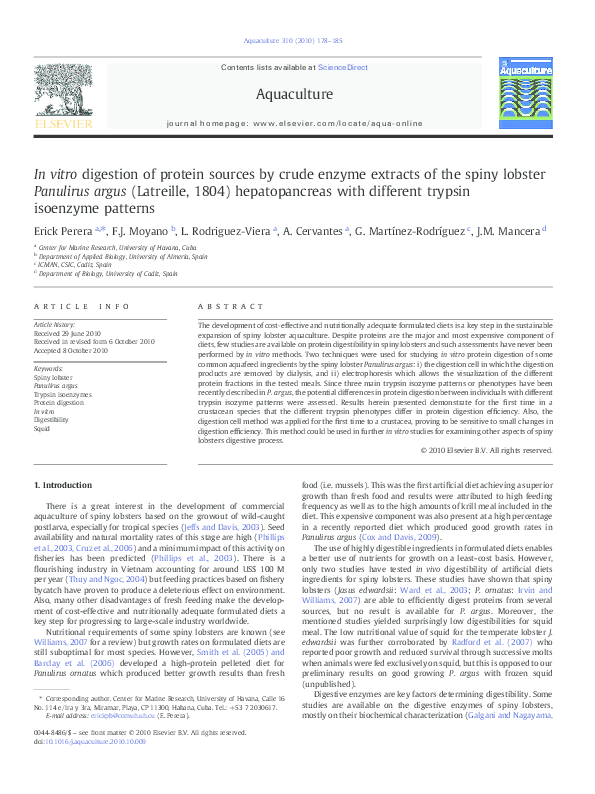 (PDF) In vitro digestion of protein sources by crude enzyme extracts of ...