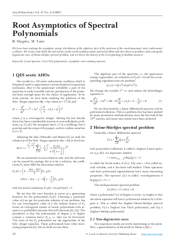 (PDF) Asymptotics of spectral polynomials