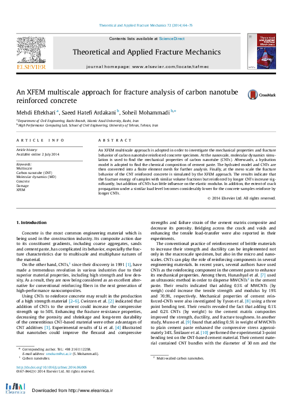 (PDF) An XFEM multiscale approach for fracture analysis of carbon nanotube reinforced concrete