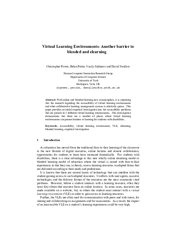 (PDF) Virtual Learning Environments: Another Barrier to Blended and E ...